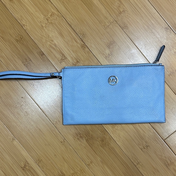 Michael Kors | Bags | Michael Kors Light Blue Wristlet Clutch | Poshmark